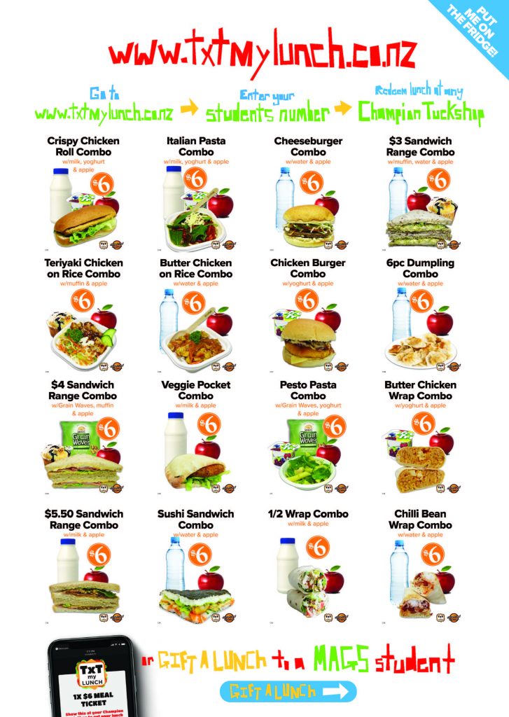 Tuck Shop Menu - Mount Albert Grammar School