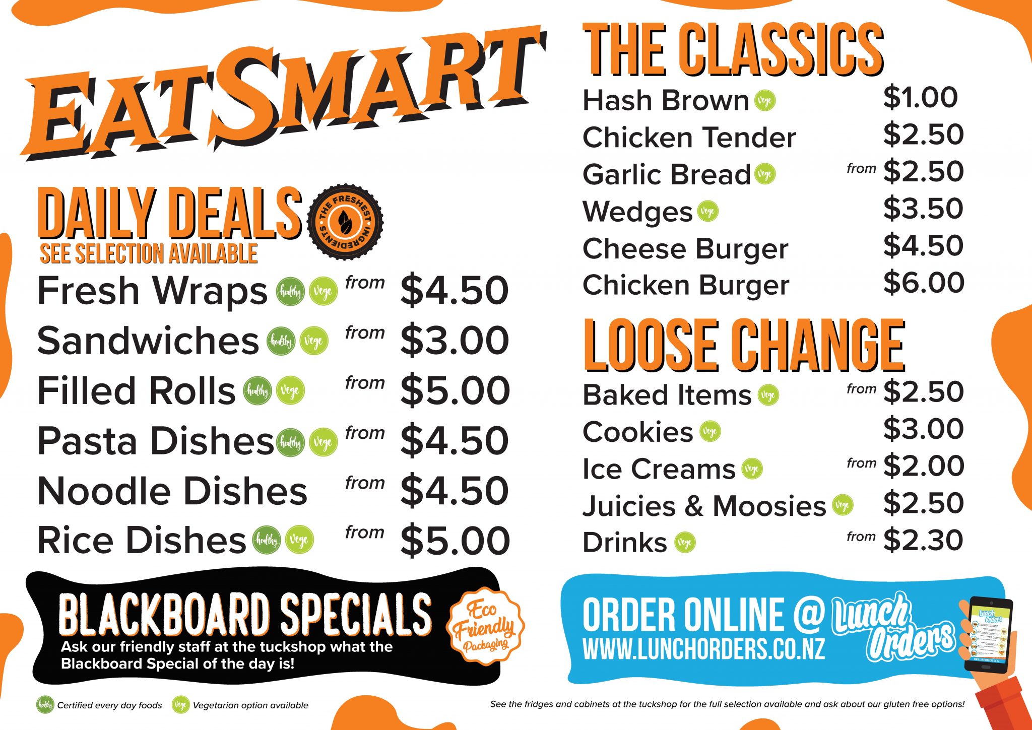 Tuck Shop Menu - Mount Albert Grammar School