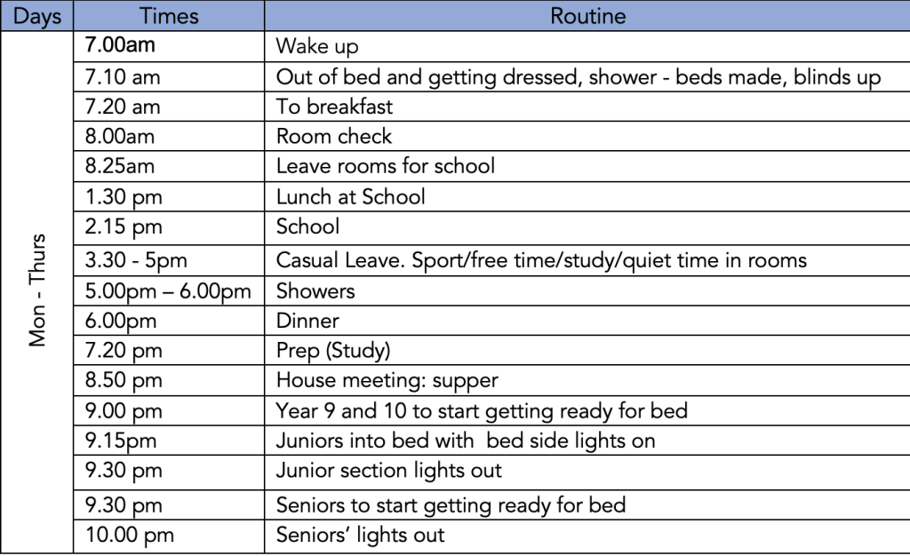 Daily Routine - Mount Albert Grammar School